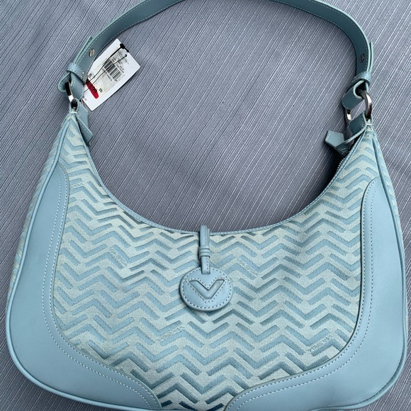 Via Spiga | Bags | Via Spiga Sky Blue Herringbone Weave Like Shoulder ...